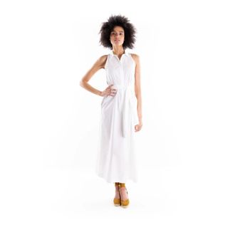 Marella Femme, Robes, Blanc, Taille: 38 FR Robe sans manches en popeline