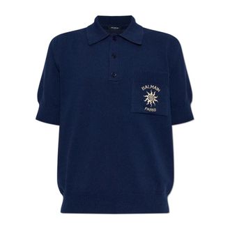 Balmain Homme, Pulls, Bleu, Taille: XL Cotton Sun Polo
