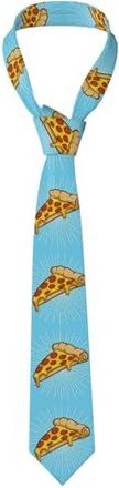 Generic Cravate de mariage, Pizza mignonne sur fond bleu, Extra Long Cravate Homme, Classique Soie Cravates pour F&ecirc;te, C&eacute;r&eacute;monie, Mariage