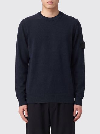 Stone Island Rundhalspullover aus reiner Schurwolle mit Compass-Logo-Patch