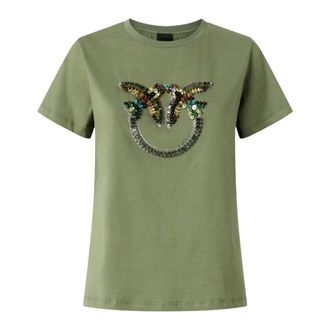 Pinko Pinko, Femme, Tops, Vert, Taille: 40 FR Quentin T-Shirt
