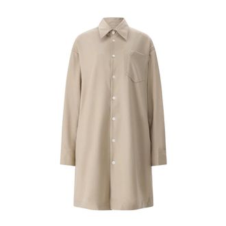 Ami Midi Hemdblusenkleid - - Coats - Damen - Beige - S