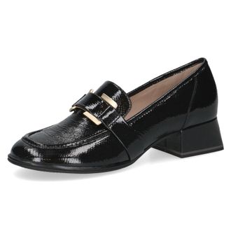 Caprice Caprice Damen Slipper aus Leder Kleiner Absatz, Schwarz (Black Snake), 42 EU