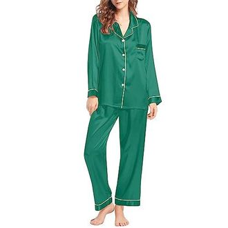 Generic Ensemble de pyjamas en coton pour femme, pyjamas en coton pour dames avec manches longues pour la nuit, ensembles de pyjamas &agrave; manches longues, haut &agrave;