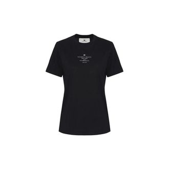 Elisabetta Franchi Femme, Tops, Noir, Taille: 36 FR T-shirt en jersey de coton avec imprim&eacute;