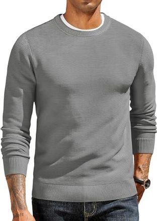 Coofandy Pull Homme D&eacute;contract&eacute; col Ras Pullover en Maille Fine Manches Longues Pulls Tricot&eacute; de Bureau Pull Col Rond pour Homme Tenue Quotidienne Sweater Basi