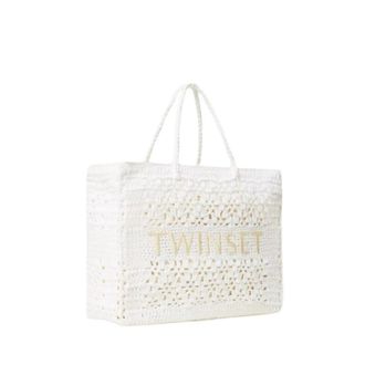 Twinset Boho Geh&auml;kelte Tote Tasche - - Bags - Damen - Wei&szlig; - ONE SIZE
