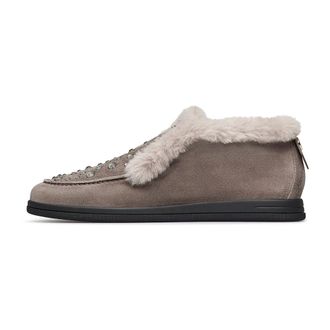 Loriblu Femme, Chaussures, Gris, Taille: 35 EU Mocassin en daim orn&eacute; de cristaux