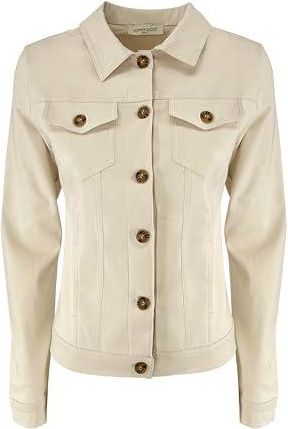 JOPHY & CO. Denim Short Femme Denim Veste en Coton Léger avec Poches et Boutons (code V996) (Beige, XL)