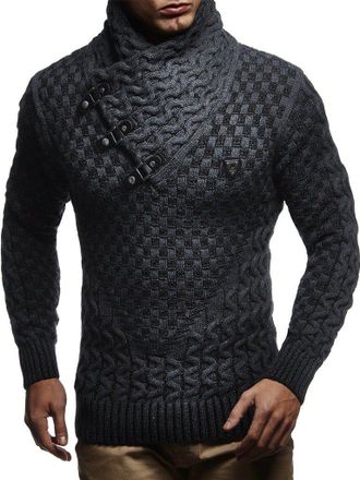 LEIF NELSON Herren Strickpullover Schwarz mit Schalkragen/Hochwertiger Winterpullover in Regular Fit, ideal für Casual und Business, Langarm Größe XXXL
