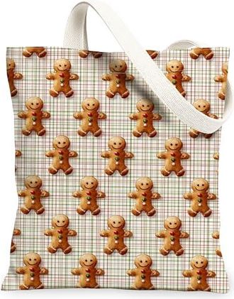 Generic Sacs fourre-tout en toile de pain d&eacute;pices, motif biscuits mignons, sacs d&eacute;picerie r&eacute;utilisables, amusants, l&eacute;gers et lavables, toile pour ext&eacute;rieur, v