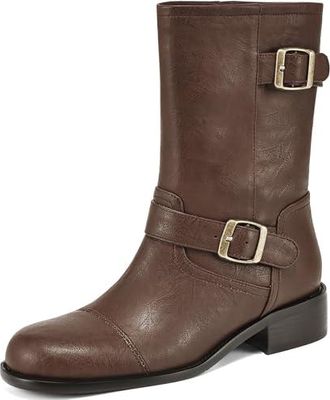 SJJH Bottines de combat pour femme - Bottes &eacute;l&eacute;gantes pour femme - Id&eacute;ales pour un usage quotidien - Talon de 3 cm, Marron 1, 32 EU