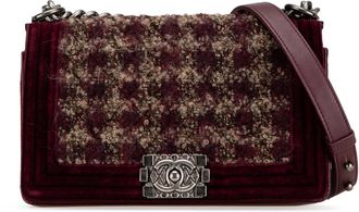 Chanel Hobo Bags - Old Medium Velvet and Tweed Boy Flap - Gr. unisize - in Rot - f&uuml;r Damen