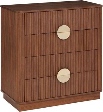 PEGANE Commode de 4 tiroirs coloris noyer - Longueur 62,5 x Profondeur 29 x Hauteur 11,2 cm