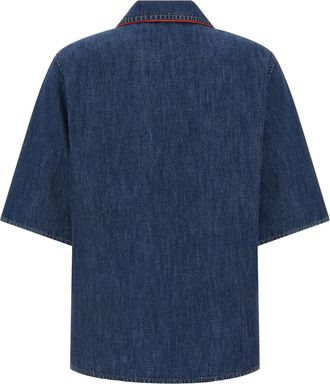Valentino Garavani Cotton Denim with Red Piping Shirt - Blue