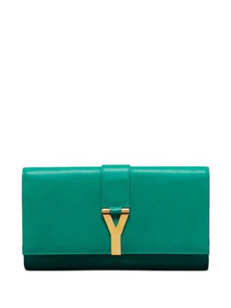 Saint Laurent Y-Ligne Clutch - Gr&uuml;n