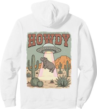 Image UFO Howdy Desert Hippopotamus Pullover Hoodie