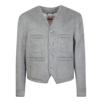 Kenzo Hairy Collarless Jacket - - Jackets - Herren - Grau - S
