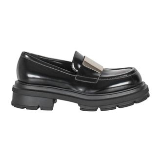 Elena Iachi Schwarze Loafer mit G&uuml;rtelschnalle - - Shoes - Damen - Schwarzk - 38 EU