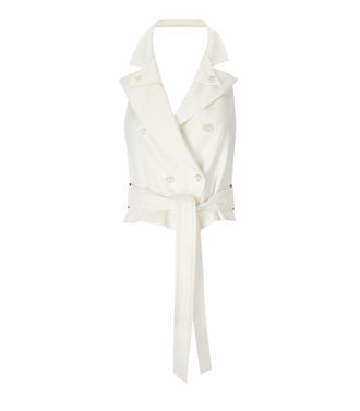 Elisabetta Franchi GILET AVEC CEINTURE IVOIRE ELISABETTA FRANCHI