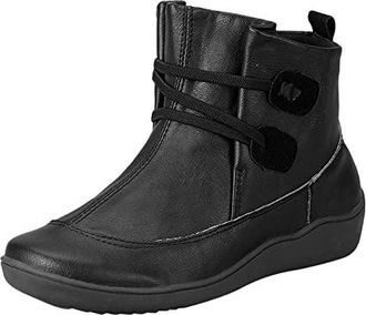 Generic Bottes pour femme en similicuir - Bottes dhiver plates &agrave; lacets - Soutien de la vo&ucirc;te plantaire - Antid&eacute;rapantes - Coupe large - Bottes courtes classi