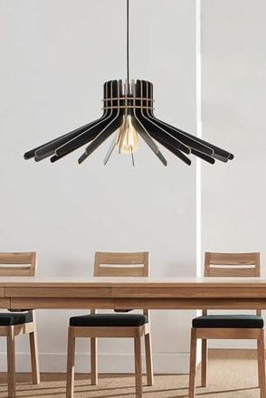 Opviq Elegant Boomerang Chandelier, Black MDF Body, 20 cm Height, 59 cm Diameter, Adjustable Cable, E27 Socket, Max 40W | Perfect for Modern Spaces