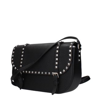 Valentino Garavani Mens Black Leather Crossbody Bag