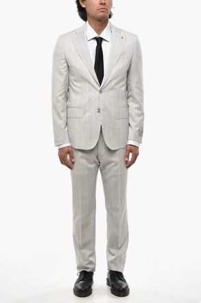 Corneliani CC COLLECTION Zweiknopf-Anzug aus reiner Schurwolle mit Streifen und klassischem Revers Corneliani
