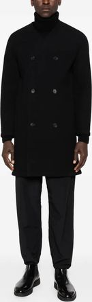 Macron Karl collarless double-breasted coat - Schwarz