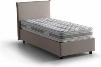 Dmora Einzelbett Dbaston, Containerbett mit Stoffbespannung, 100% Made in Italy, Front&ouml;ffnung, inklusive Matratze Cm 90x200, Turteltaube - Dmora