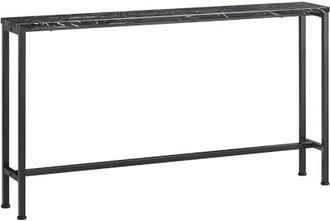 SoBuy Console Entrée Meuble Couloir Étagère Arrière Canapé - Plateau Effet Marbre Noir et Pieds Métal - Style Industriel Moderne pour Salon, Bureau, Chambre
