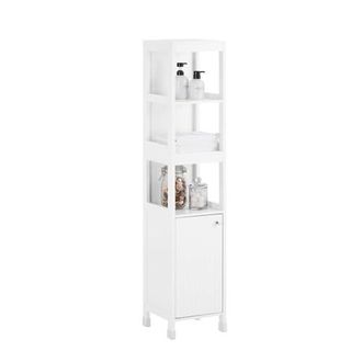 SoBuy Colonne de Salle de Bain Rangement Meuble de Salle de Bain Compact avec 3 Étagères Ajustables Solution de Rangement Pratique pour Petits Espaces 30x14