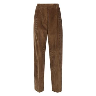 R&oacute;he Daria Gerades Cordhose mit einer Bundfalte - - Trousers - Damen - Braun - M