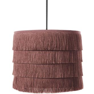 Beliani Lampe Pendante Design Moderne Plafonnier Abat-jour à Franges en Tissu Polyester Rose Suapure