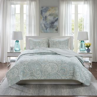 Comfort Spaces Quilt-Set, Trendiger Paisley-Sommerbezug, gem&uuml;tliche Decke, leichte Ganzjahres-Bettw&auml;sche-Schicht f&uuml;r den Winter, passende Kissenbez&uuml;ge, King-Size-Bet