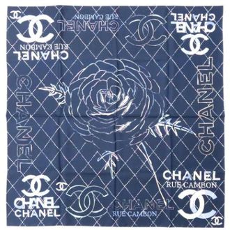 Chanel Pre-owned Vintage Silk Scarf - Femme - Pre-owned - Bleu - Taille: ONE Size