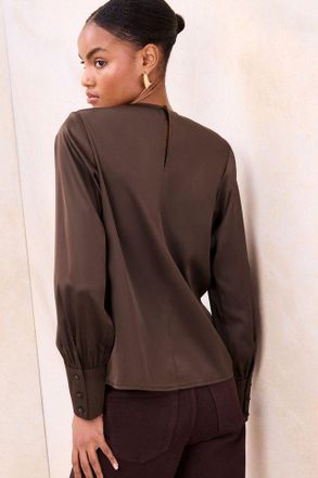 Lipsy Satinbluse Lipsy Satin-Bluse mit Schulterdetail, Regular (1-tlg)