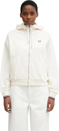 Fred Perry Femme, Sweatshirts et sweats &agrave; capuche, Blanc, Taille: 38 FR Zip-throughs