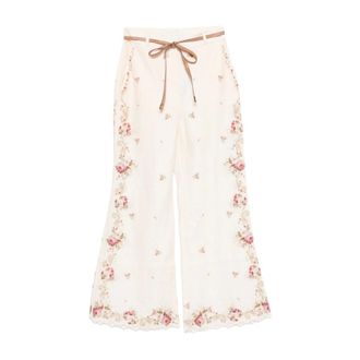 Zimmermann Femme, Pantalons, Multicolore, Taille: 40 FR Linen Wide Pantalons