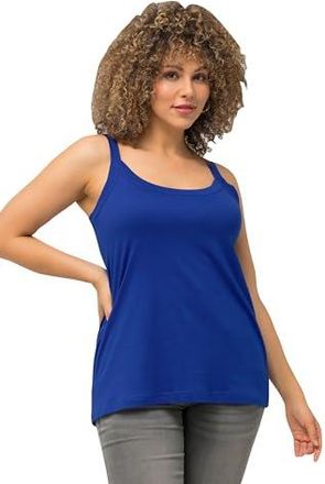 Ulla Popken Haut Spaghetti pour Femme, col Rond, mélange de Modal, sans Manches, Haut Spaghetti, Bleu Cobalt, 50-52 Grande Taille