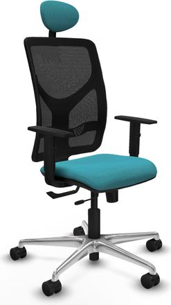 Piqueras y Crespo Schreibtischstuhl mit Rollen und 1D-Armlehnen, h&ouml;henverstellbare Lendenwirbelst&uuml;tze und festes Kopfteil, ausgestattet mit Syncro/Traslack und Schneide