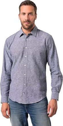 JP1880 Hommes Grandes Tailles L-8XL Chemise en Lin m&eacute;lang&eacute;, Manches Longues et col Kent, Coupe Modern Fit - Jusquau 8 XL Noir L 834301100-L