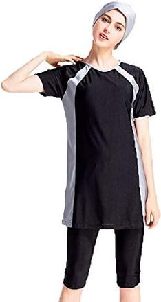 Keephen Pantalon Court à Manches Courtes Burkini Maillot de Bain Musulman 3 pièces Ensemble Grande Taille Maillot de Bain Islamique Turquie Femmes Maillots de