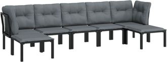 vidaXL Salon de jardin 7 pcs noir et gris r&eacute;sine tress&eacute;e