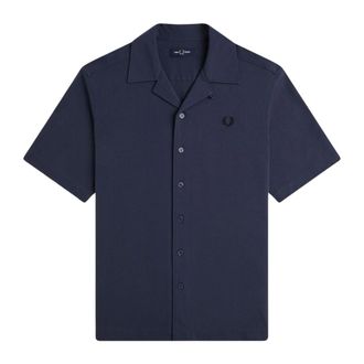 Fred Perry Compress Mesh Revere Collar Shirt - - Shirts - Herren - Blau - M