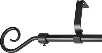 Gardinia 5855 Komplettstilgarnitur Hook, Durchmesser 16 mm, ausziehbar, 130-240 cm, schwarz