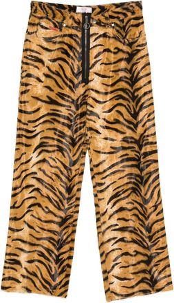 Martine Rose pantalon zipp&eacute; &agrave; imprim&eacute; tigre - Marron