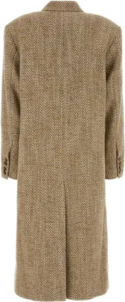 Isabel Marant Womens Melange Beige Knit Pilda Coat Trench