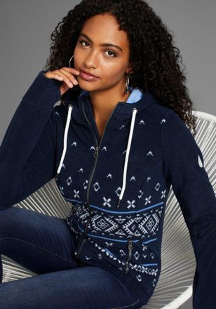 Kangaroos Fleecejacke mit Norweger Muster und Kapuze