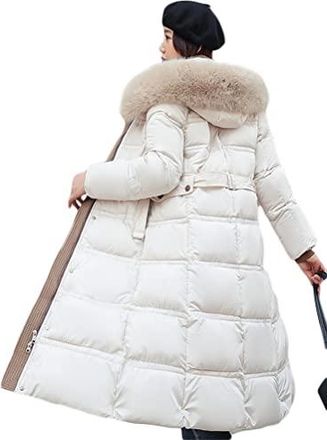 ORANDESIGNE Manteaux Duvet Femme Doudoune Élégant Longue Manteau Hiver Manteau Zippé épais Chaud Parka Blouson avec Capuche Fourrure Grande Taille Duvet en Coton 
